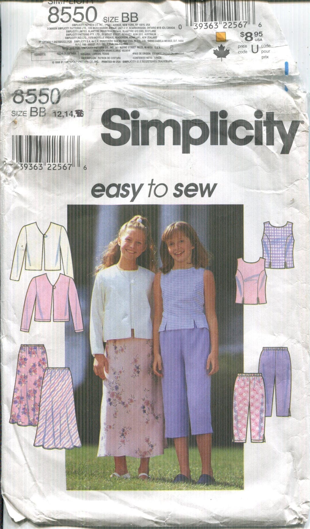 Girls Pattern Long Skirt, Pants, Sleeveless Top & Jacket Simplicity ...