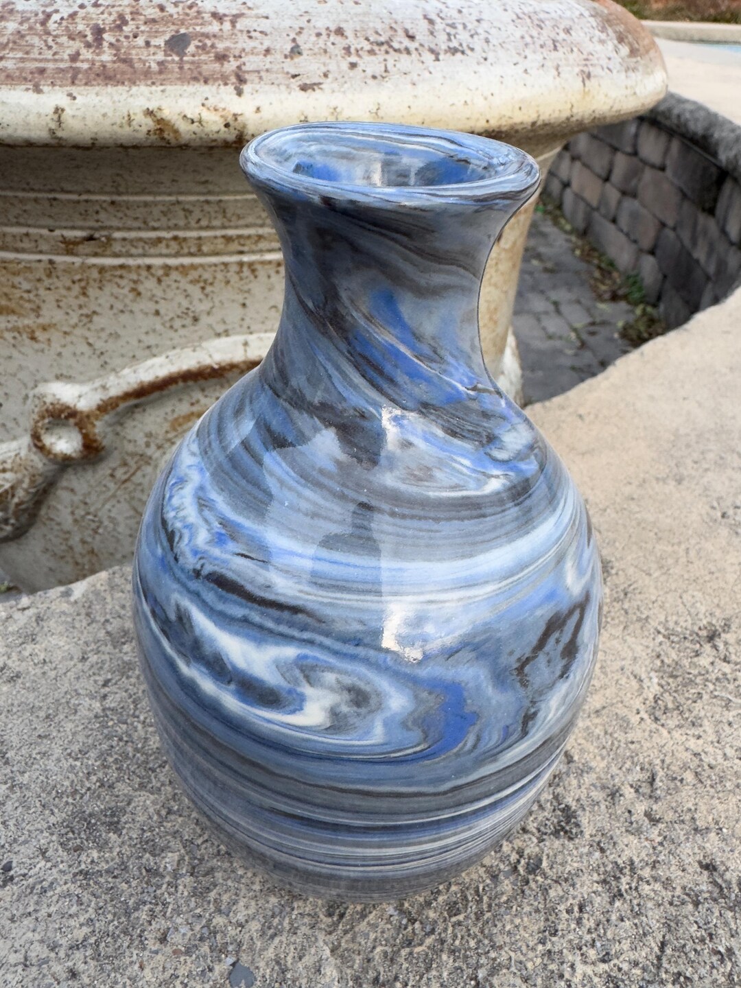 Ceramic Vase, Black and Blue, Swirled, Stoneware, Handmade, Wheel ...