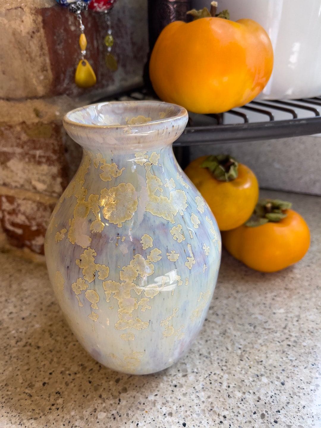 Ceramic Vase, Creamy, Crystals, Crystalline, Stoneware, Handmade, Wheel ...