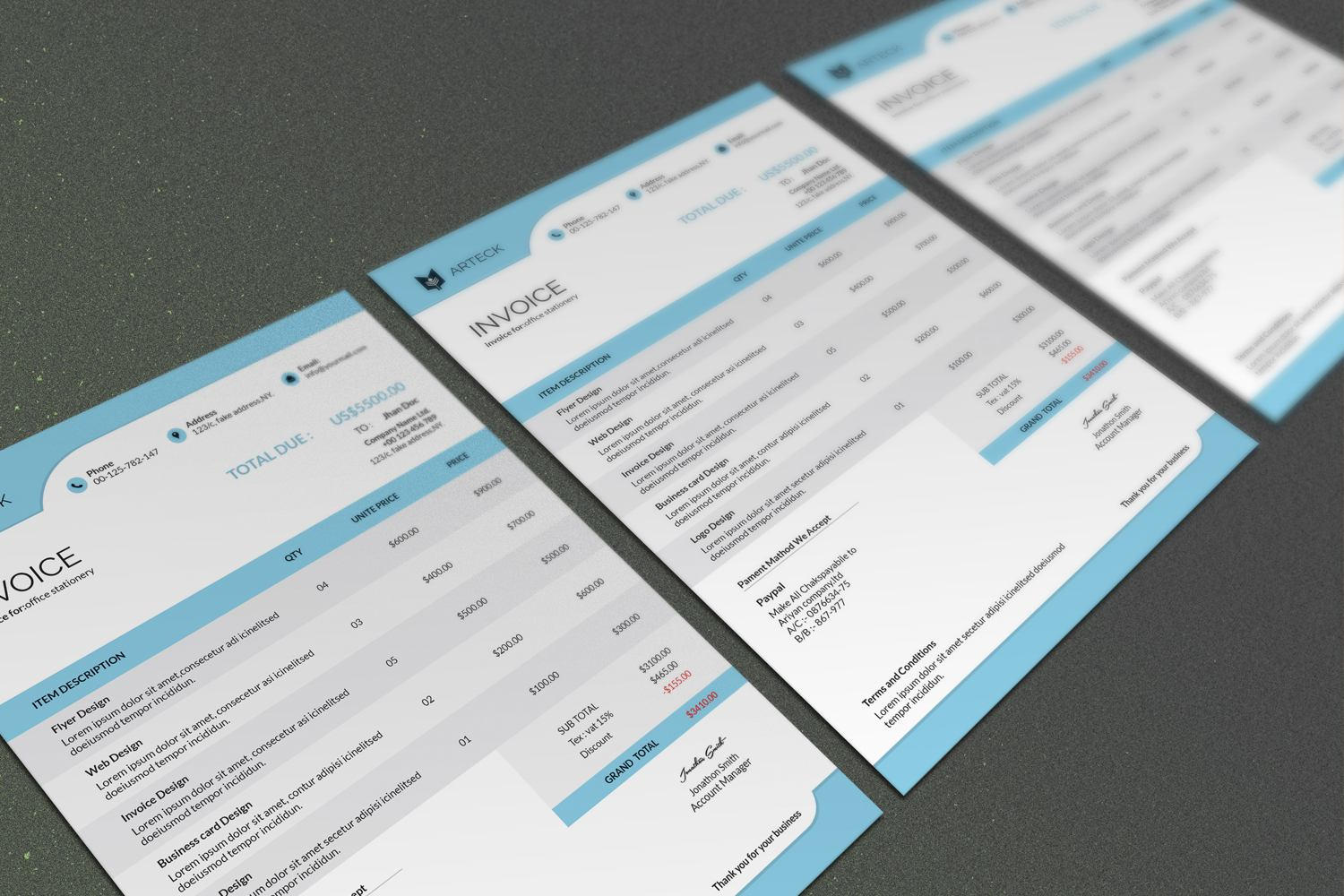 Multipurpose Invoice | Invoice Template, Corporate Business Invoice ...