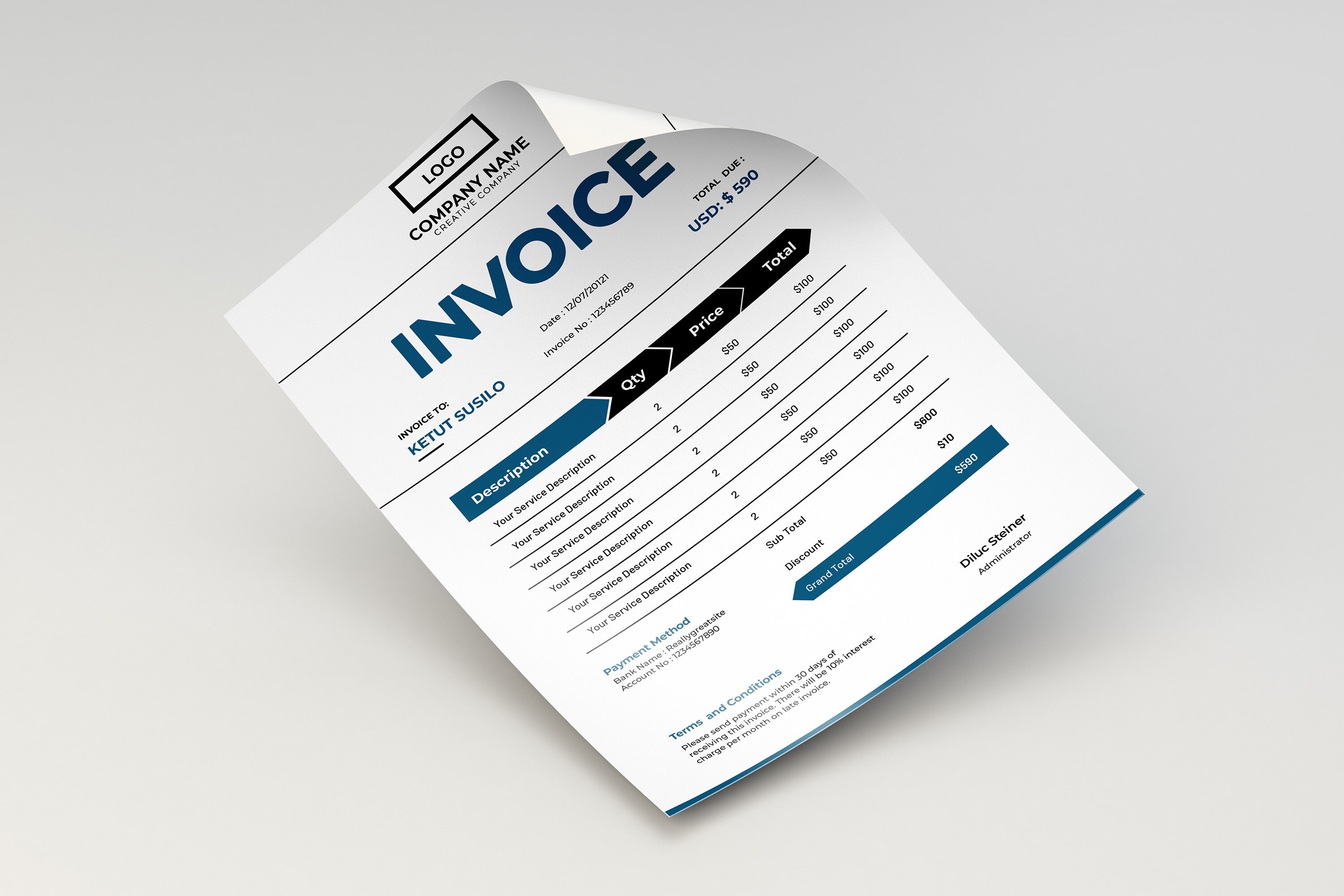 Multipurpose Invoice Form Order Invoice Template Photoshop, Canva & Ms ...