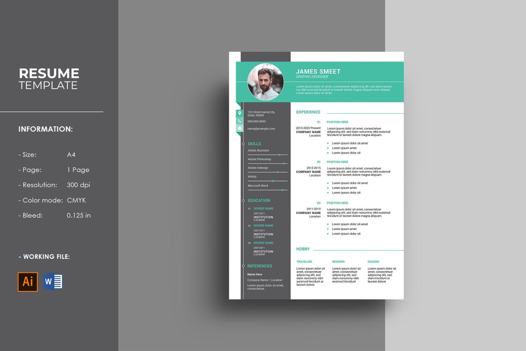 One Page Resume Template, Clean Resume, Professional Resume, CV ...