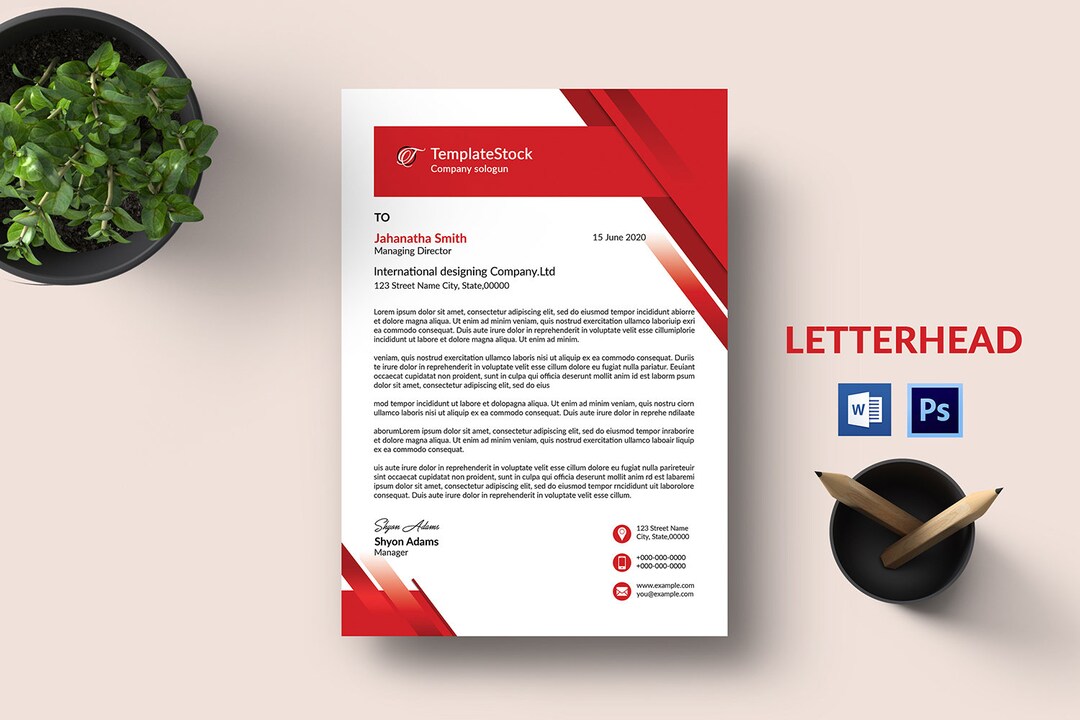 Business Letterhead Template | Professional Editable Company Stationery ...