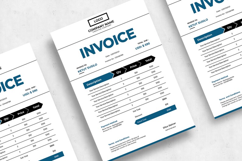 Multipurpose Invoice Form Order Invoice Template Photoshop, Canva & Ms ...