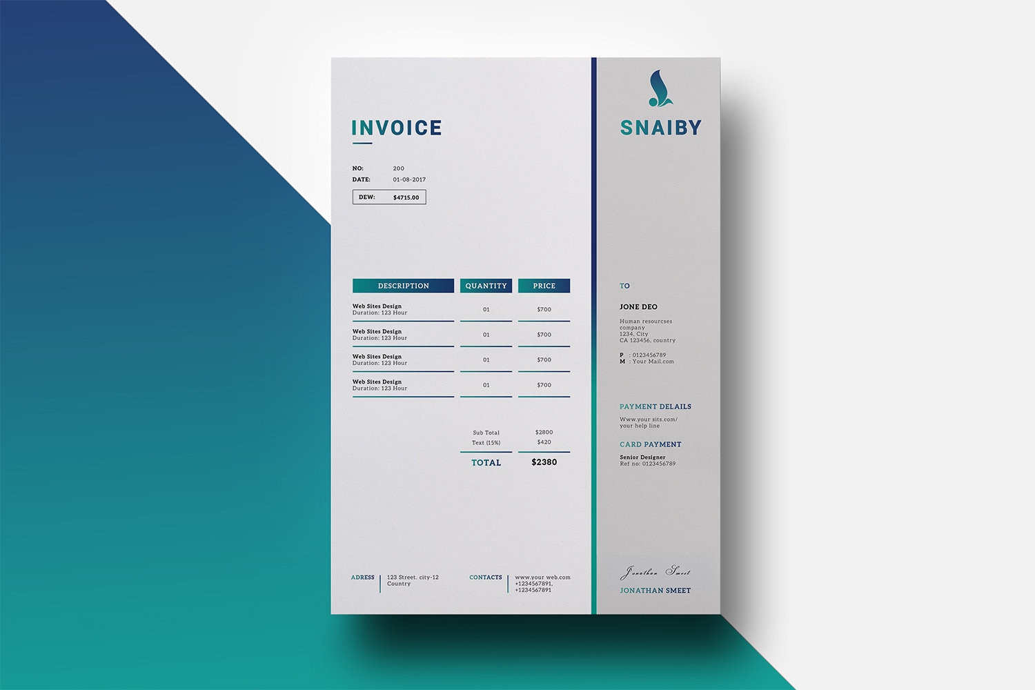 Minimal 10 Invoice Template Bundle | A4 Business Invoice , Company ...