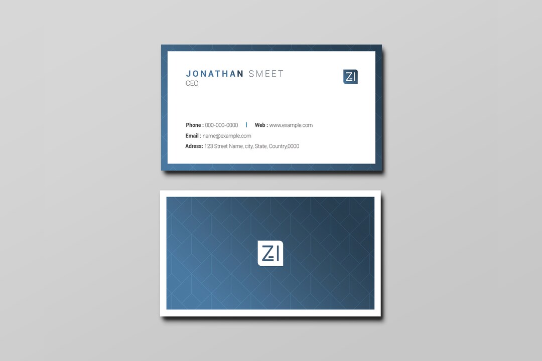 Printable Professional Business Card Template | Premade Business Card ...