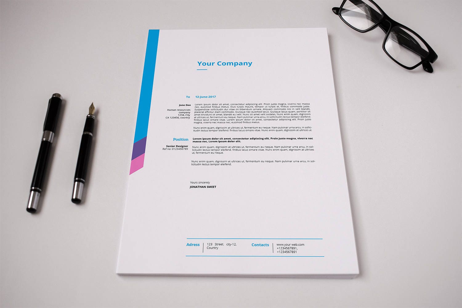 Corporate Letterhead Template | Printable Business Stationery (instant ...