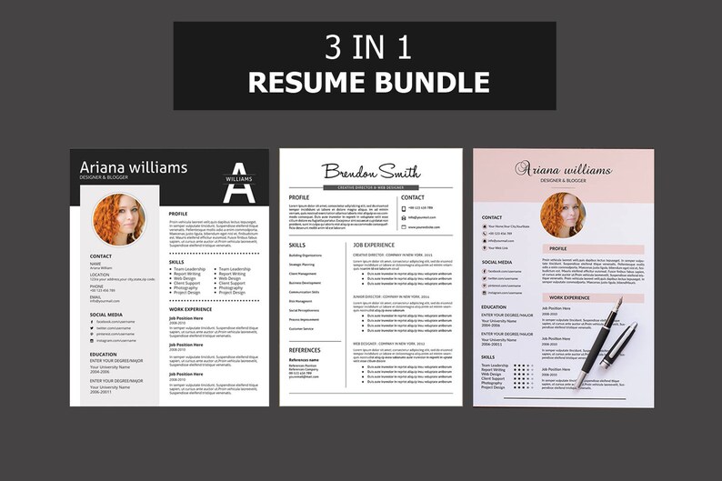 Professional Resume Template | Cv Template Bundle , Creative Resume ...
