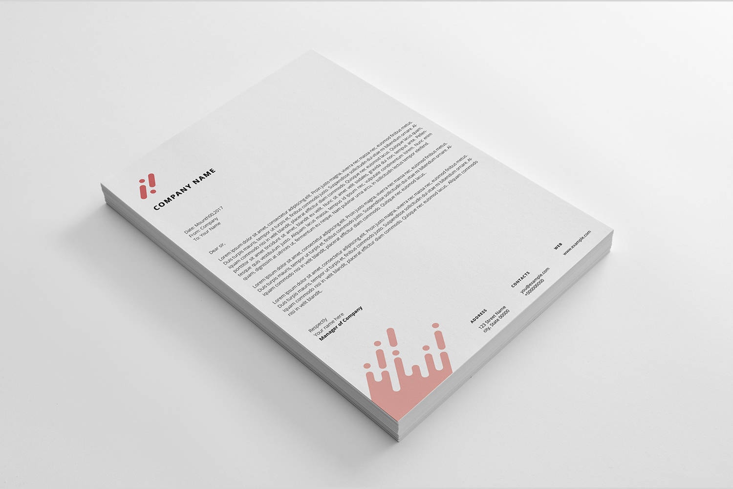 Printable Letterhead Template, Photoshop & MS Word Template | Instant ...