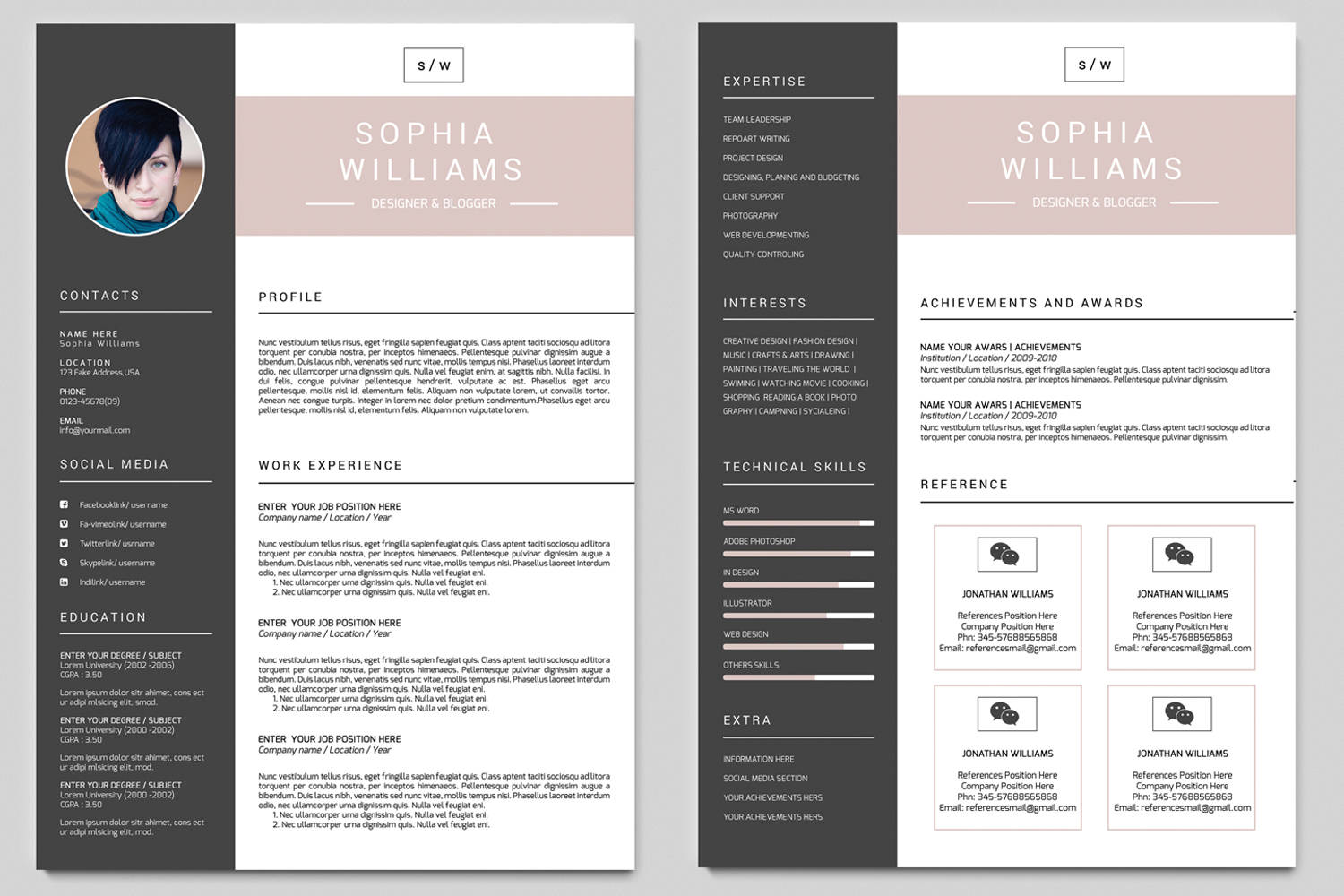 Resume Template Bundle 4 Professional Resume Template Cv - Etsy