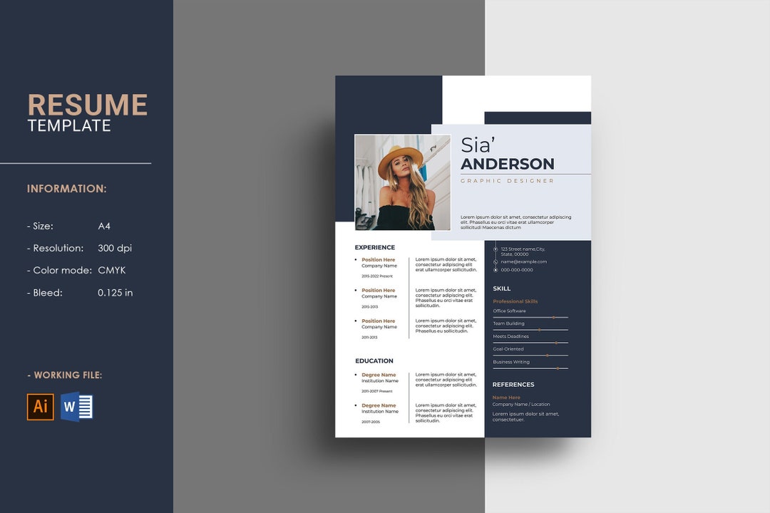 Clean Resume, Minimal Resume Template, Professional Resume, CV Template ...