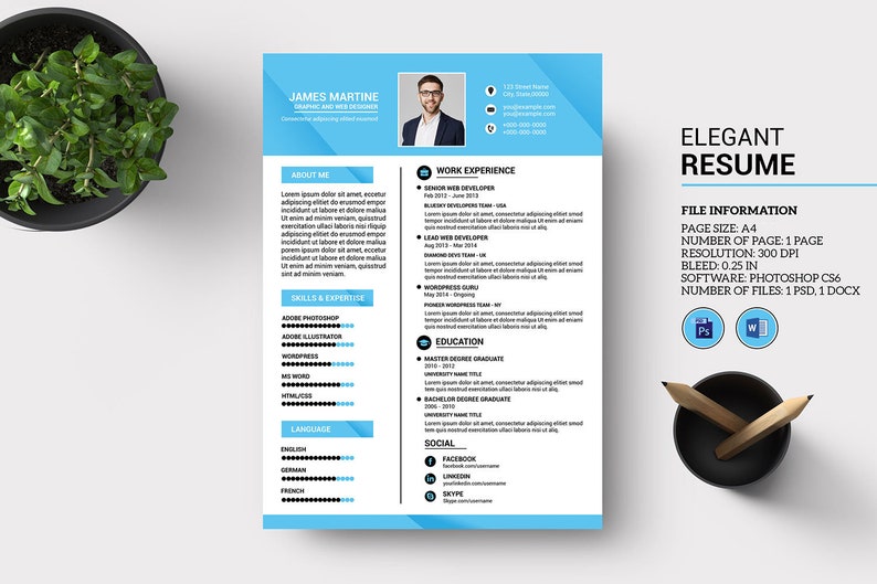 Clean Resume Template, Minimal Simple Resume, One Page Resume ...