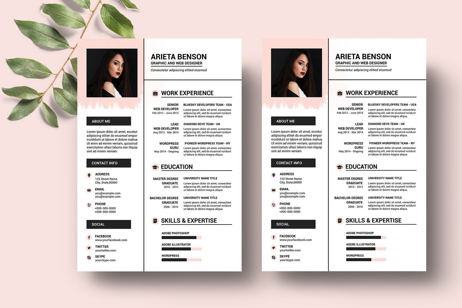 One Page Resume, Minimal Simple Resume, Clean Resume Template ...