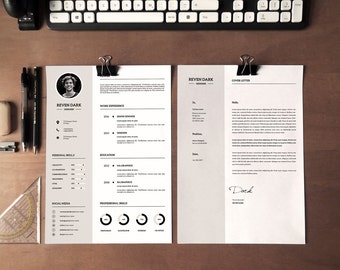One Page Clean and Professional Resume Design Template MS - Etsy