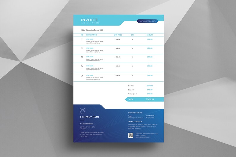Minimal 10 Invoice Template Bundle | A4 Business Invoice , Company ...