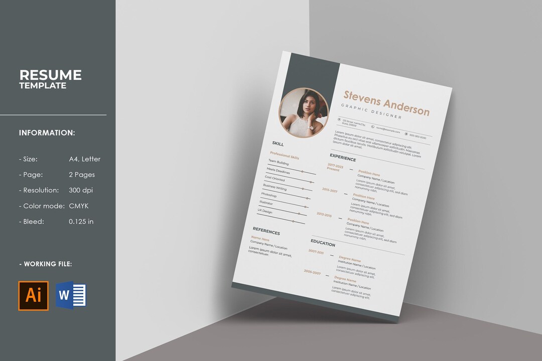 Clean Resume, Word Resume Template, Professional Resume, CV Template ...