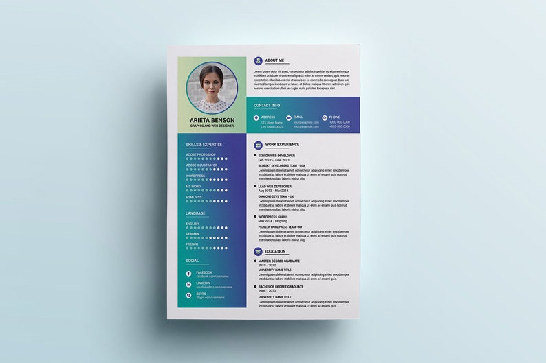 One Page Resume, Clean Resume Template, Minimal Simple Resume ...