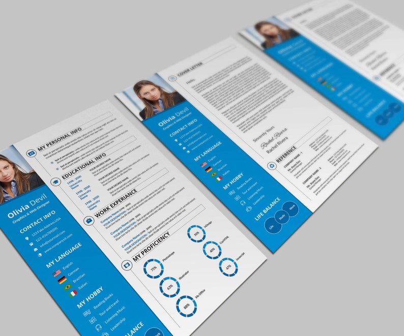 Resume Template With Cover Letter | Diy Custom Cv Design | MS Word and ...