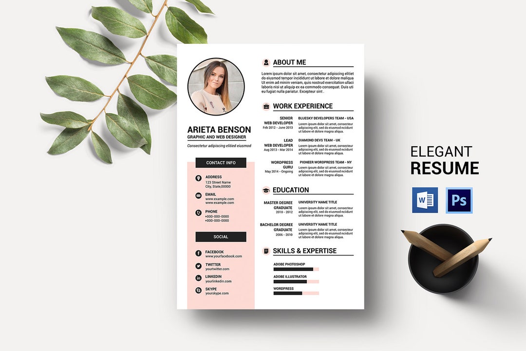 One Page Resume, Clean Resume Template, Minimal Simple Resume ...