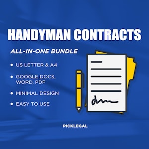 Handyman Contract Template Bundle | Editable Pack With Invoice and ...