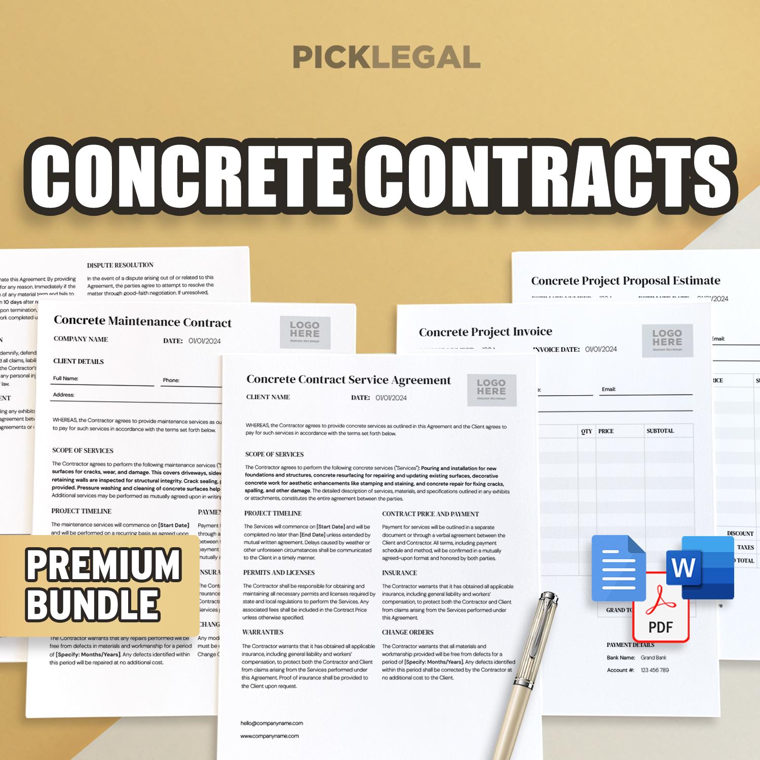 Concrete Paving Service Agreement Bundle | Contract, Maintenance ...