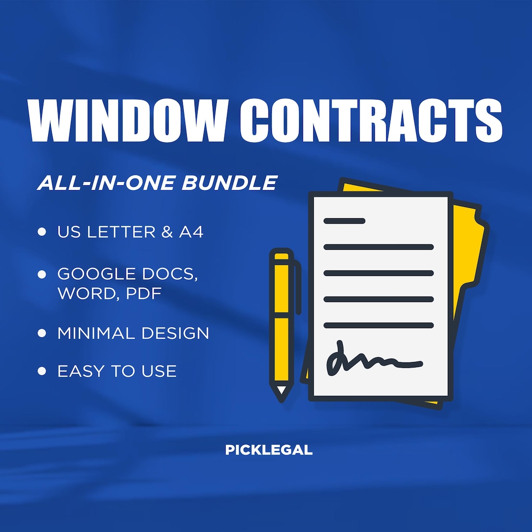 Window Contract Template Bundle Editable Pack With Invoice and Quote ...