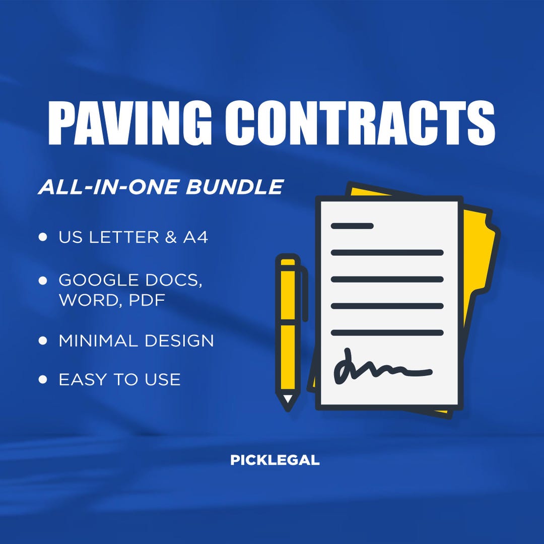 Paving Contract Template Bundle Editable Pack With Invoice and Quote ...