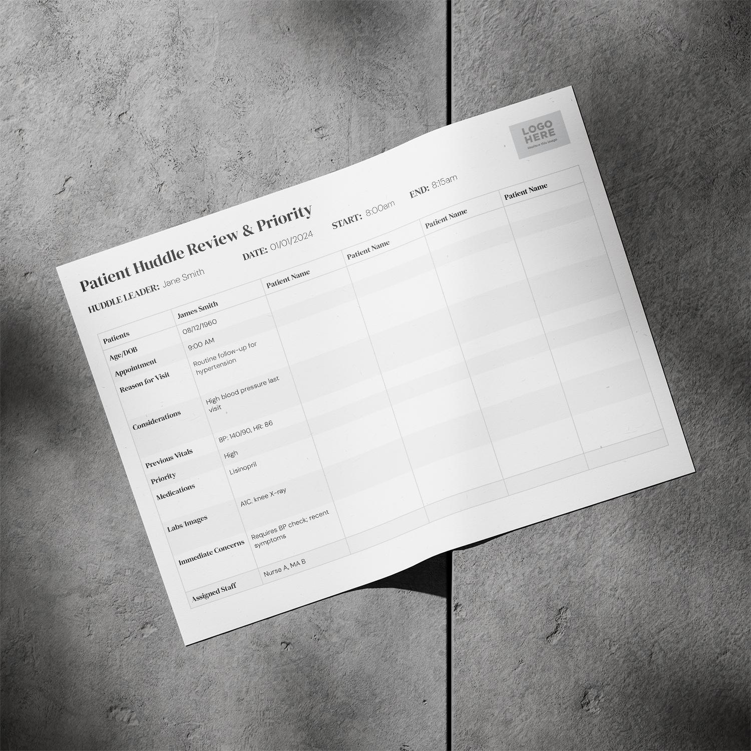 Nurse Huddle Sheet Templates: Patient Management Bundle (google Docs ...