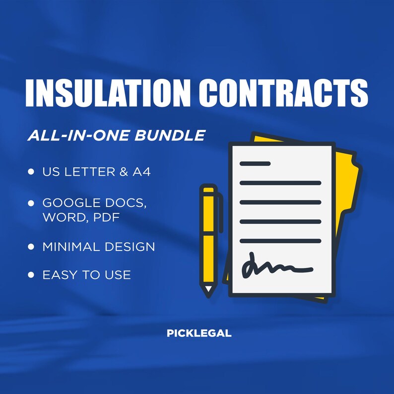 Insulation Contract Template Bundle | Editable Pack With Invoice and ...