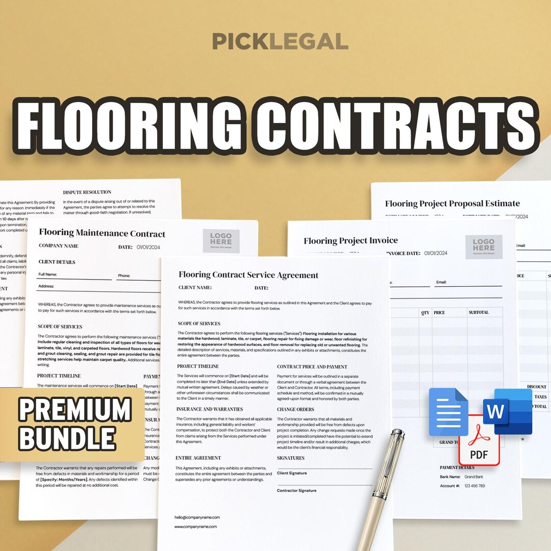 Flooring Installation Contract Service Agreement Bundle | Contract ...