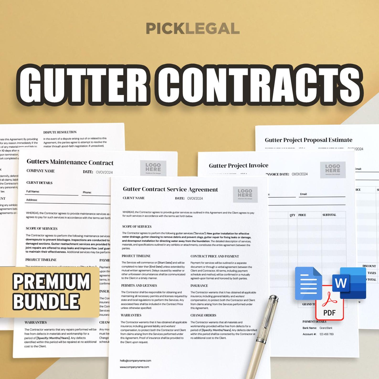 Gutter Installation Contract Service Agreement Bundle | Contract ...