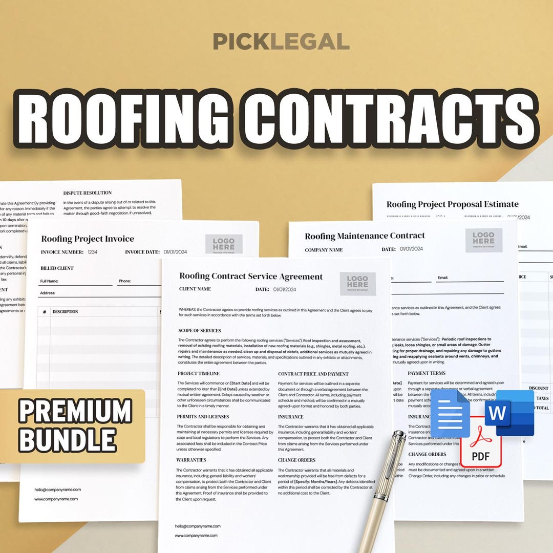 Roofing Contract Service Agreement Bundle (google Docs) - Etsy