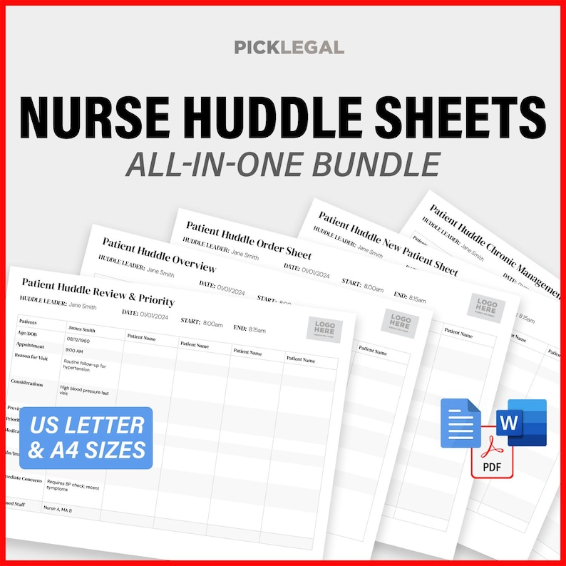 Nurse Huddle Sheet Templates: Patient Management Bundle (google Docs ...
