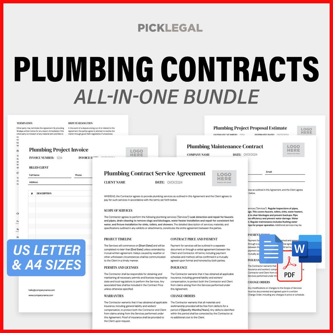 Plumbing Contract Service Agreement Bundle Contract, Maintenance ...