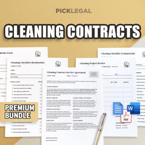 Cleaning Contract Service Agreement Bundle | Residential, Commercial | Contract, Maintenance ...