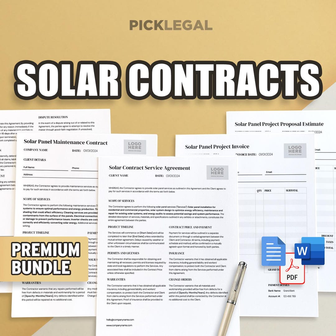 Solar Panel Contract Service Agreement Bundle | Contract, Maintenance ...
