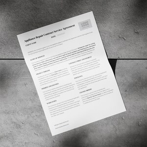 Appliance Repair Contract Service Agreement Bundle | Contract ...