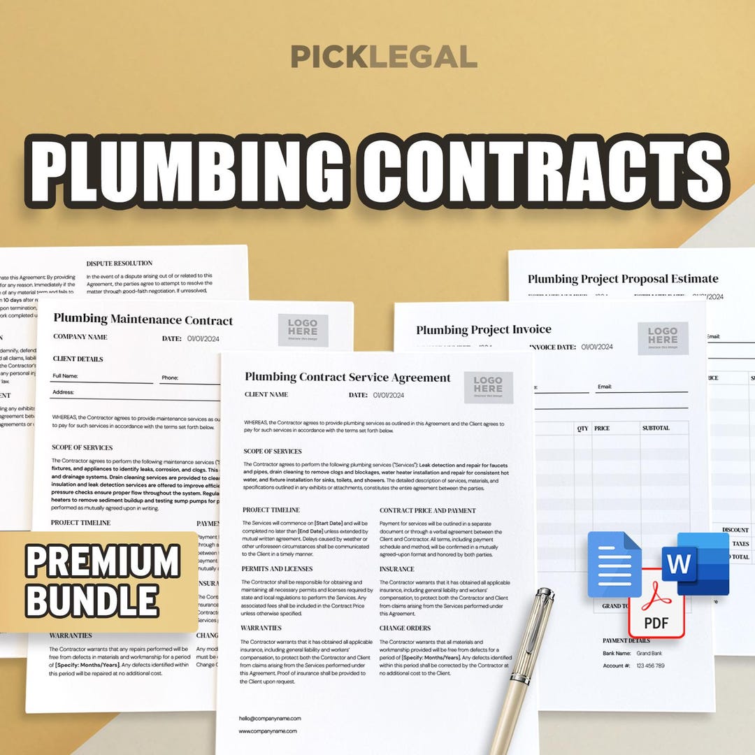Plumbing Contract Service Agreement Bundle | Contract, Maintenance ...