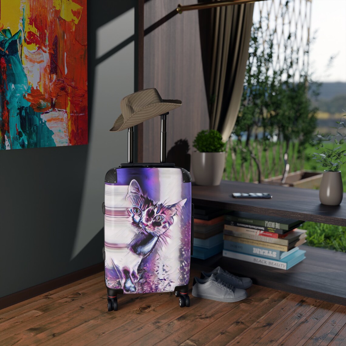 Trolley Cabin Suitcase, Cat Lover Suitcase, Cat Design, Suitcase, Carry ...