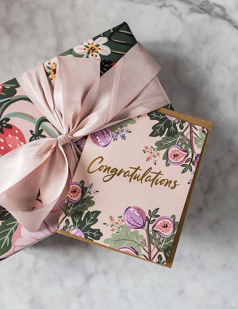 Congratulations Greeting Card | Summer Fruits | Fig | Gold Foil Card - Etsy