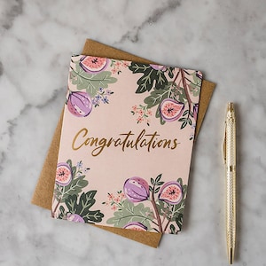 Congratulations Greeting Card | Summer Fruits | Fig | Gold Foil Card - Etsy