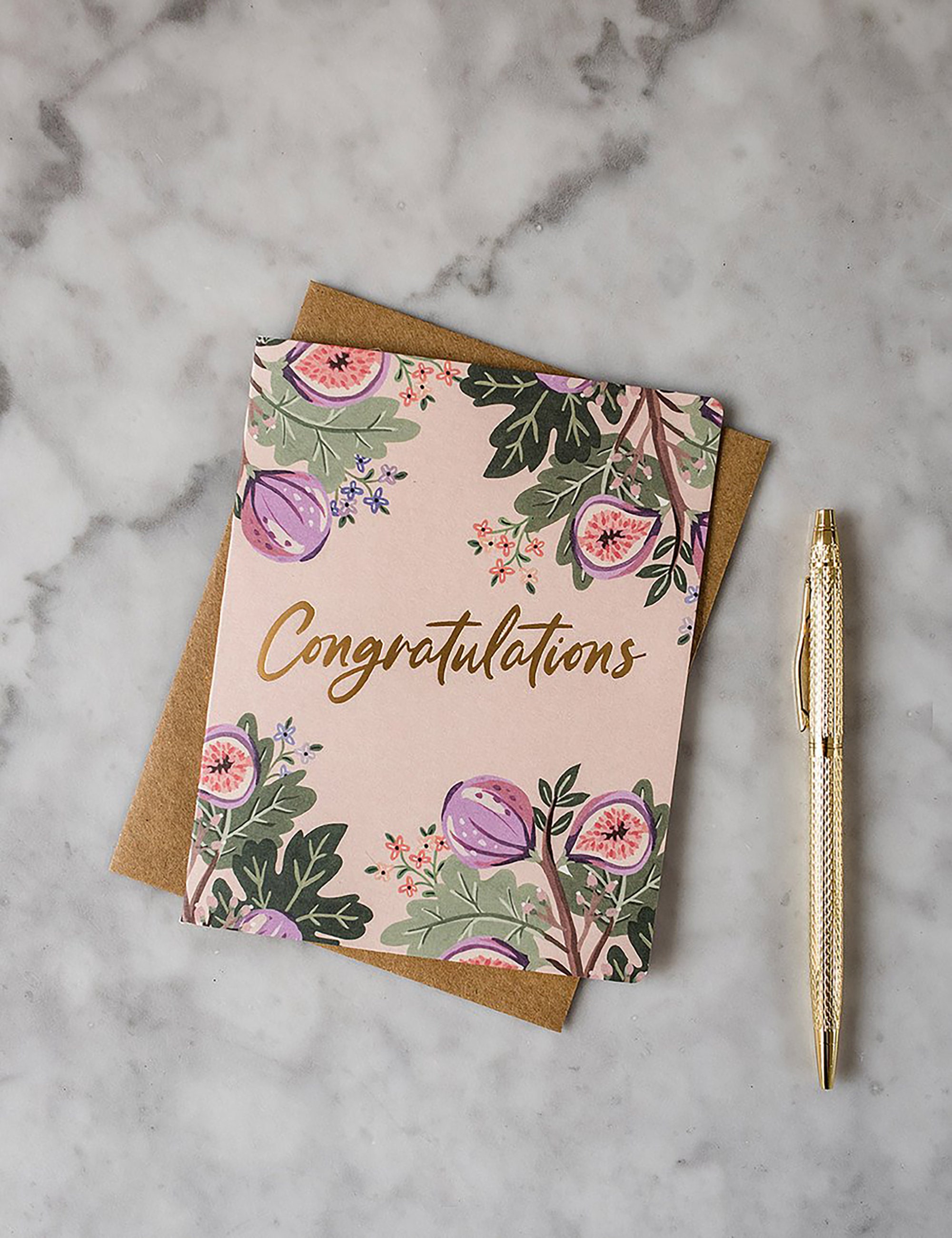 Congratulations Greeting Card | Summer Fruits | Fig | Gold Foil Card - Etsy