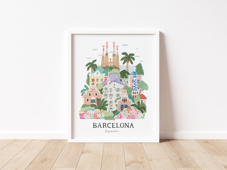 Barcelona Spain Travel Illustration Giclèe Art Print - Etsy
