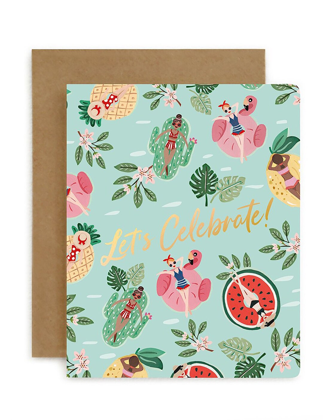 Let's Celebrate Greeting Card Gold Foil Card - Etsy