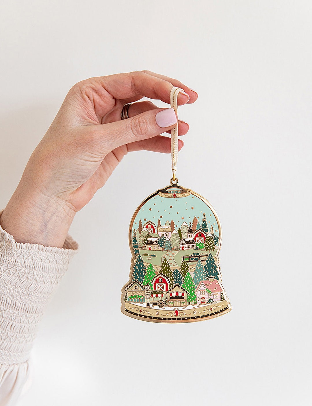 Fine Enamel Christmas Ornament - Snow Globe - Etsy