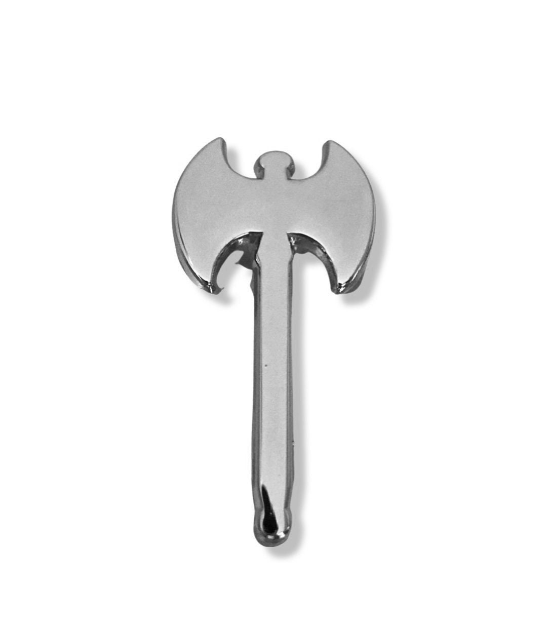 Silver Battle Axe Pin Chrome Medieval Weapon Lapel Heavy Metal Tattoo ...