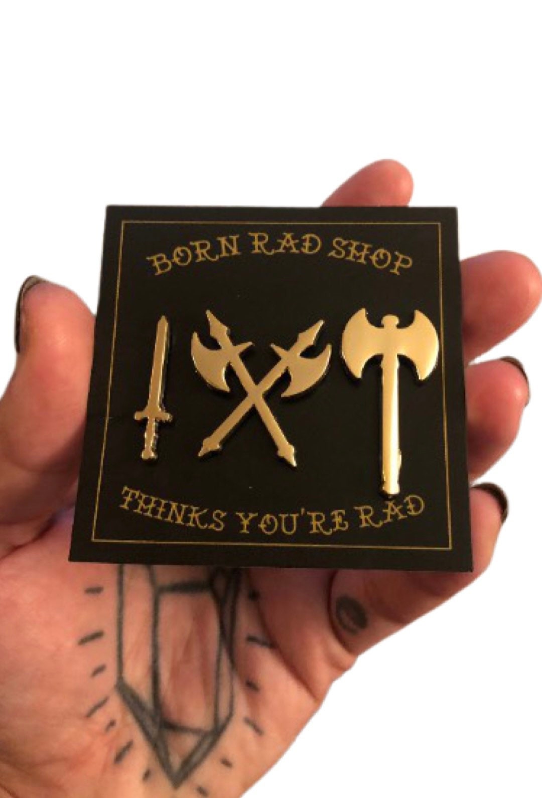 Gold Medieval Weapon Pin Set of 3 Sword Battle Axe Double | Etsy