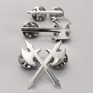 Silver Battle Axe Pin Chrome Medieval Weapon Lapel Heavy Metal Tattoo ...