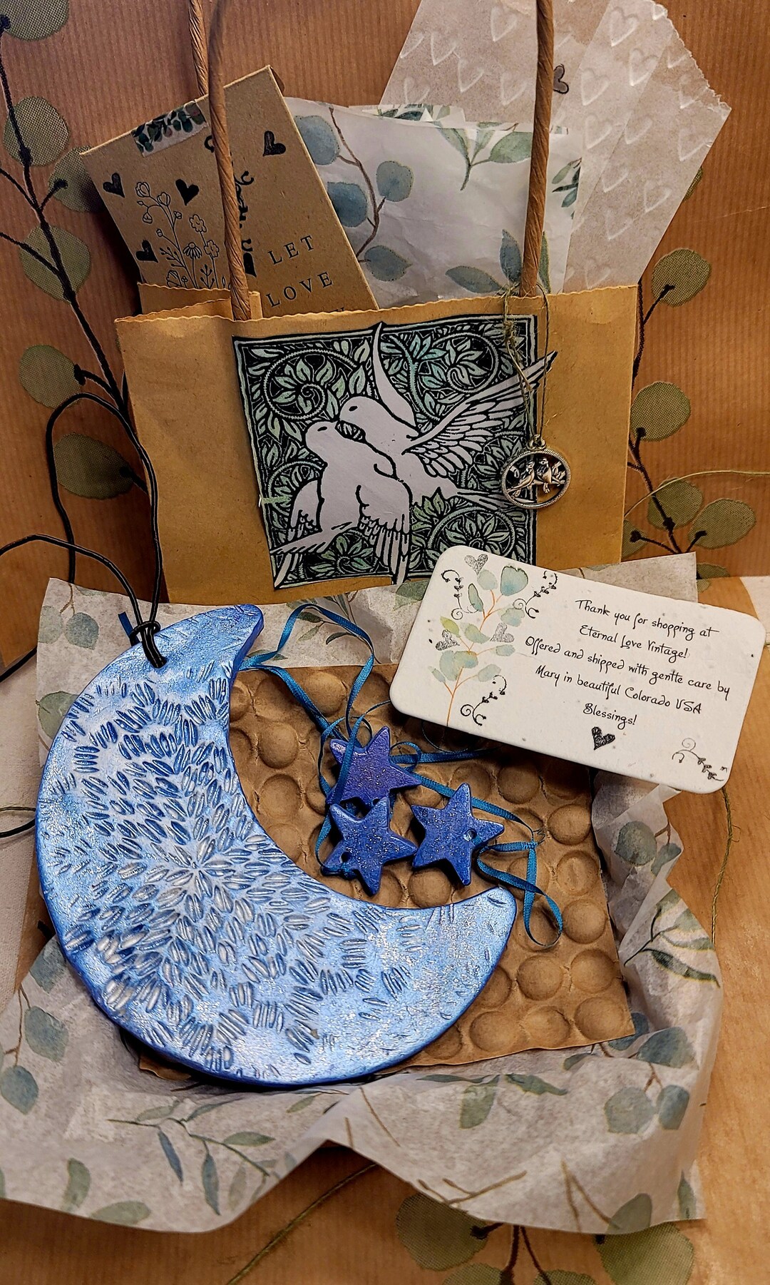 Natural Ceramic Clay Moon With Stars Mobile Wall Hanging. One of a Kind ...