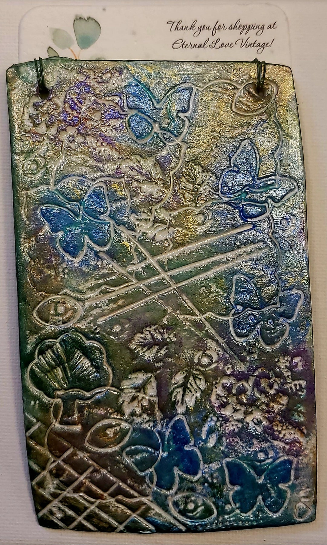 Natural Ceramic Clay Tile Butterfly and Nature Inspired. One of a Kind ...